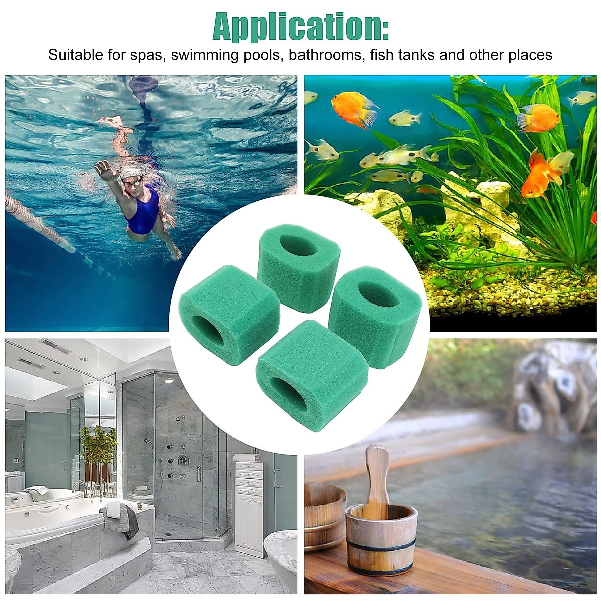 Aqur2020 4pcs Pool Filter Cartridge Sponge Pool Filter Sponge Cartridge Replacement Reusable Practical Filter Foam for Pool Pump