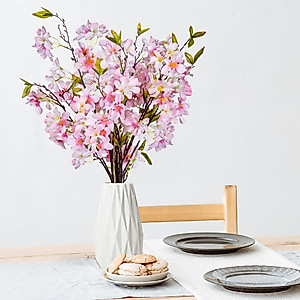 Grand Verde Artificial Apple Blossom Silk Flowers Tree Branches 33” Long Stems Faux Bouquet for Tall Vase Indoor Home Decor DIY Wedding Centerpiece Decoration, Bulk 3pcs (Pink)