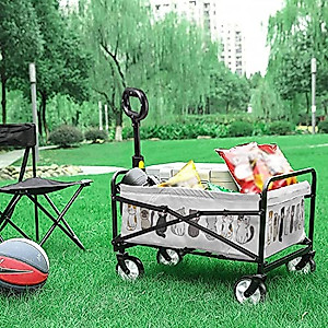 Collapsible Wagon Cart Draw Banner Cute cat on White forgreeting cardpostercoverprintbanner Foldable Utility Wagon Large Capacity Garden Cart with Push Bar for Beach Camp Outdoor Shopping
