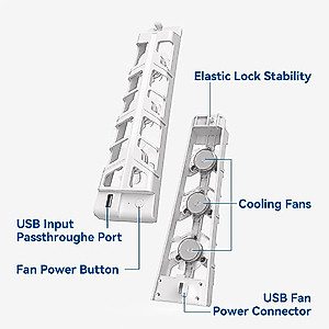 Cooling Accessories for PS5, HZLucki Upgraded PS5 Fan Cooling Fan with LED Light + USB3.0 Hubs, Efficient Cooling System Compatible with Playstation 5 Digital & Disc Edition (White)