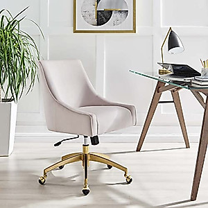 Modway Discern Performance Velvet Swivel Office Chair in Pink