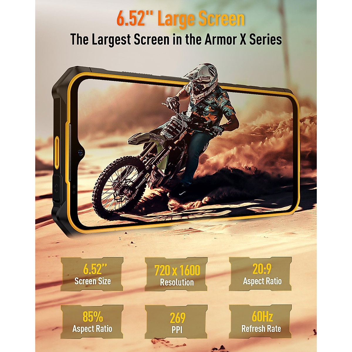 Ulefone Armor X13 & Case Rugged Smartphone, 50MP+24MP Night Vision Camera, Octa-core 12GB RAM 64GB ROM, 6.52 inch Screen, 6320mAh, Global Dual 4G, NFC/OTG/GPS/IP68/IP69K, Black