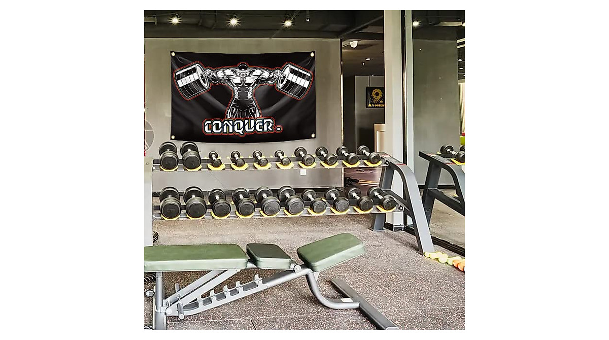 Home Gym Flags & Fitness Banners 3x5ft for Decor & Motivation