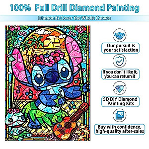 Diamond Painting Kits for Adults, DIY 5D Round Full Drill Art Perfect for Relaxation and Home Wall Decor(Stitch, 12x16inch)