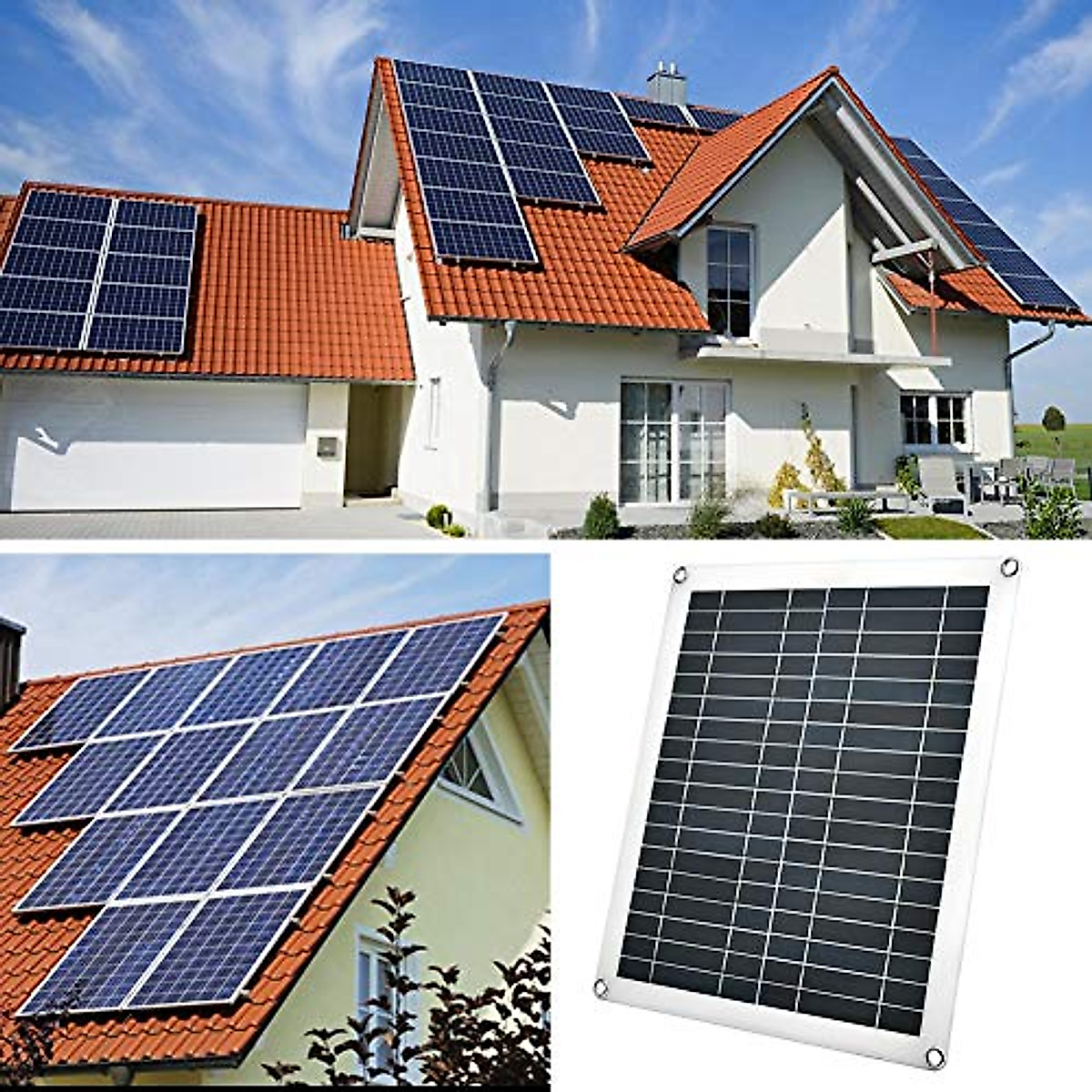 20W Flexible Solar Panel,New Waterproof Flexible Polycrystalline Solar Panel Charger Outdoor para barcos, autocaravanas, caravanas y sistemas de desagüe