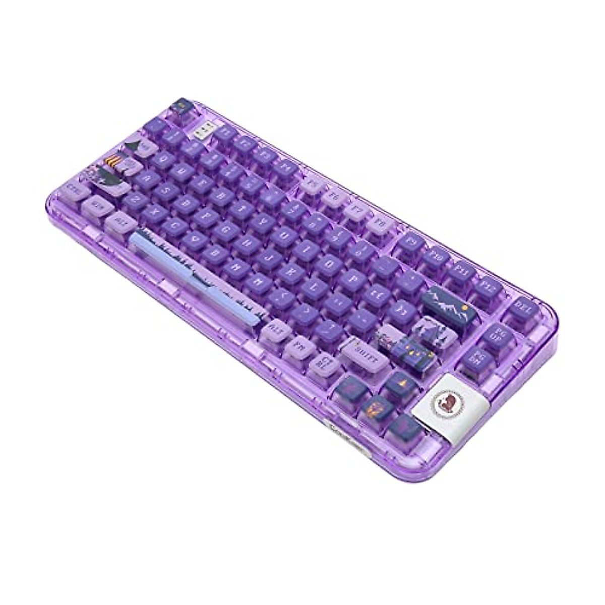 ASHATA Mechanical Keyboard, Transparent Case 80 Keys Keyboard, Triple Modes Gasket Structure Gaming Keyboard for Office School Game