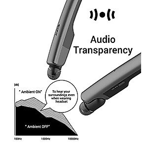 EXFIT BCS-700 | Wireless Bluetooth Headphone Neckband with Retractable Earbuds, Auto Answer on Earbud Pull for Office, Phone Call (Charcoal Black)