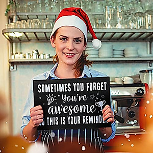 Inspirational Wooden Box Sign, Sometimes You Forget You're Awesome Sign, Farmhouse Rustic Black Wood Block Plaque with Positive Sayings, Desk and Door Decor Art for Home Office (4 x 6 Inches)