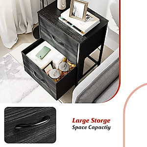 Nicehill Nightstand, Small Dresser, Bedside Furniture, Night Stand End Table with Storage Drawers for Bedroom, Black Wood Grain