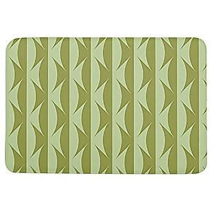 Prironde Front Door Mats Outdoor Indoor Kitchen Mat, Mid Century Abstract Geometry Green Pattern Entrance Doormat Non-Slip Bathroom Rugs Washable Floor Mats for Sink/Porch, 18" x 30"