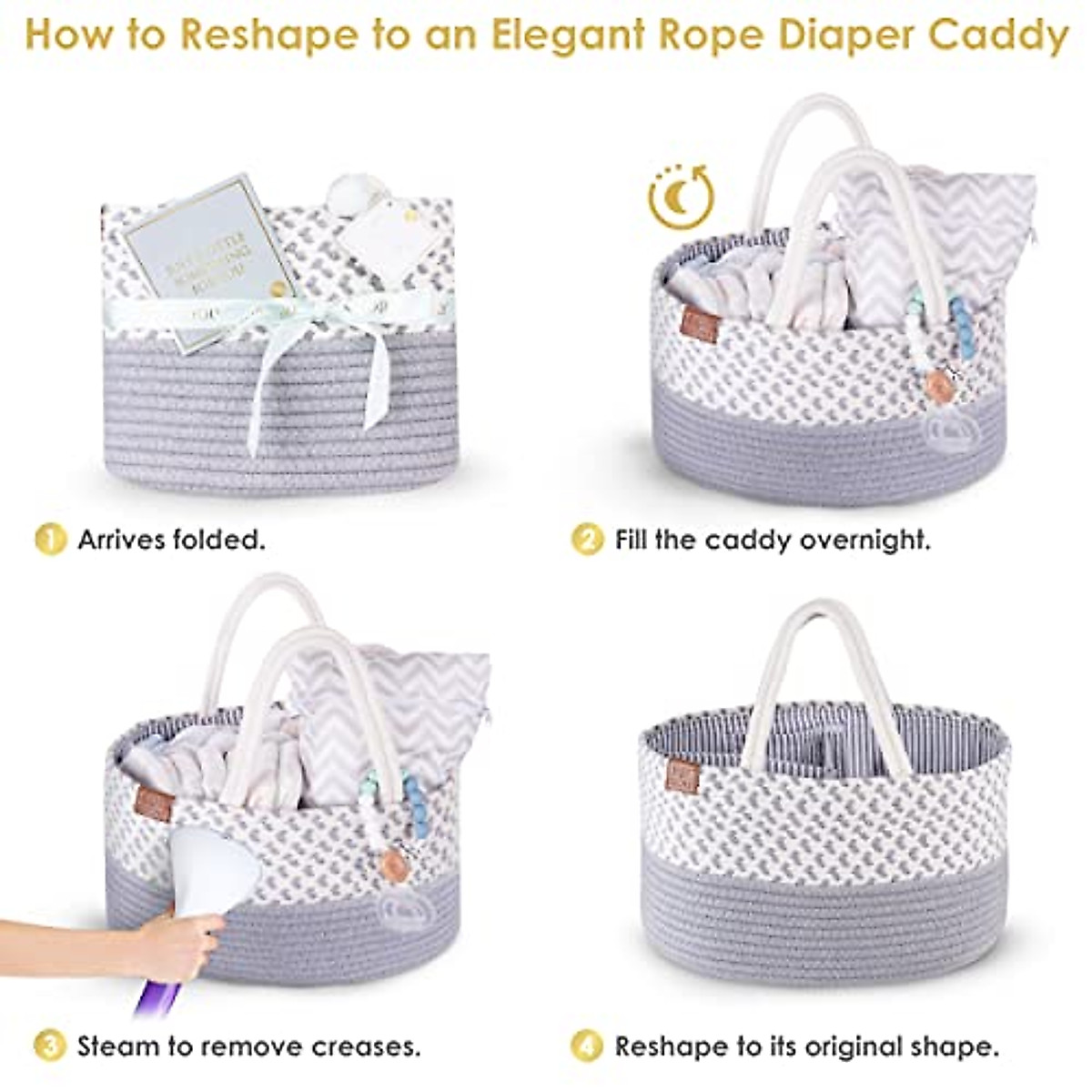 Baby Glory Unisex Diaper Caddy, Diaper Caddy Organizer, Baby Diaper Caddy for Baby Boy with Free Diaper Wet Dry Bag, Greeting Card and Ribbon