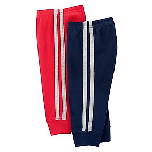 Simple Joys by Carter's Baby Cotton Pants, Pack of 4, Dark Blue/Dark Grey/Grey Heather/Red, Newborn