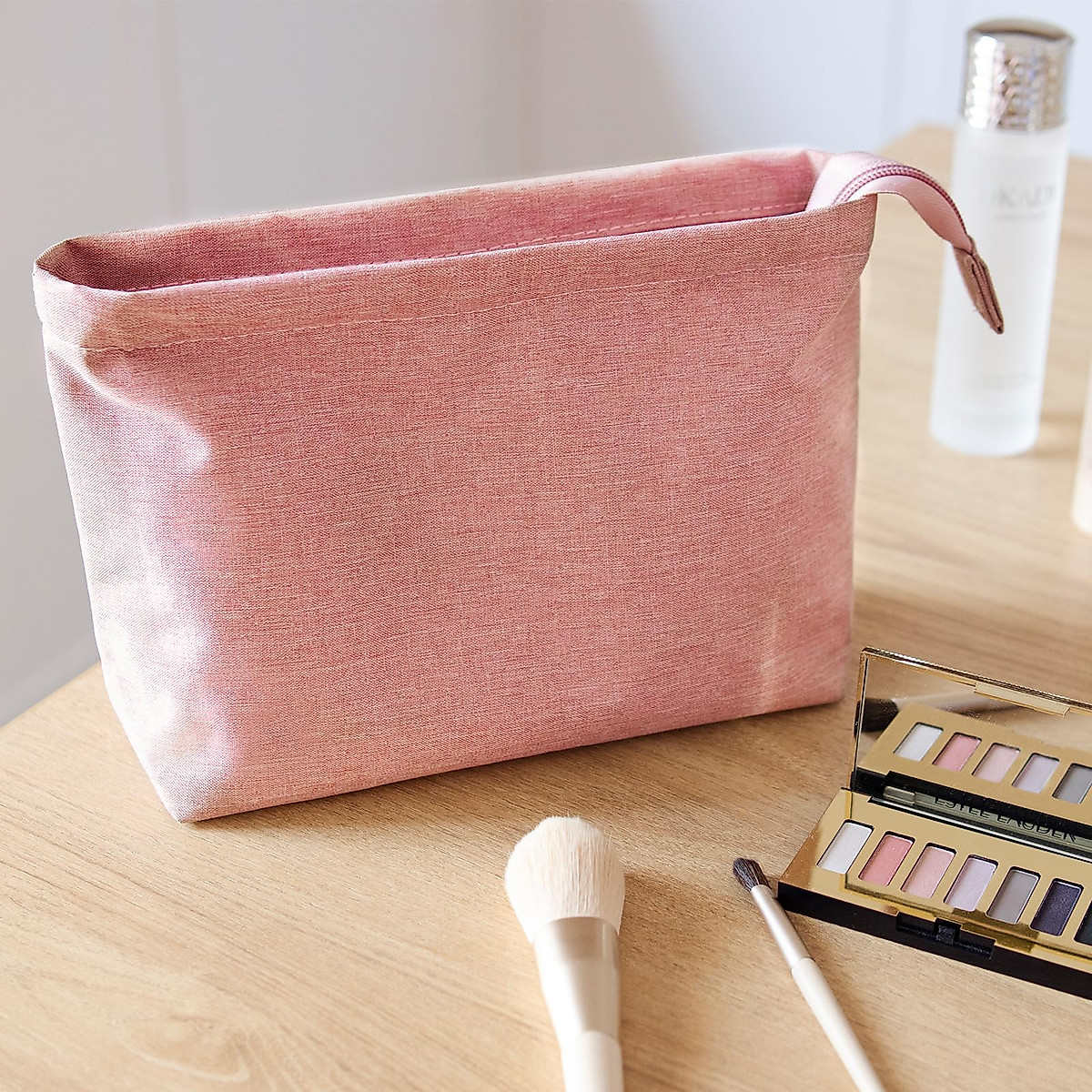 FUNSEED Large Travel Toiletry Bag for Women and Men, Portable Makeup Organizer, Water-resistant Travel Shaving Bag for Toiletries Accessories, Cosmetic (Pink)