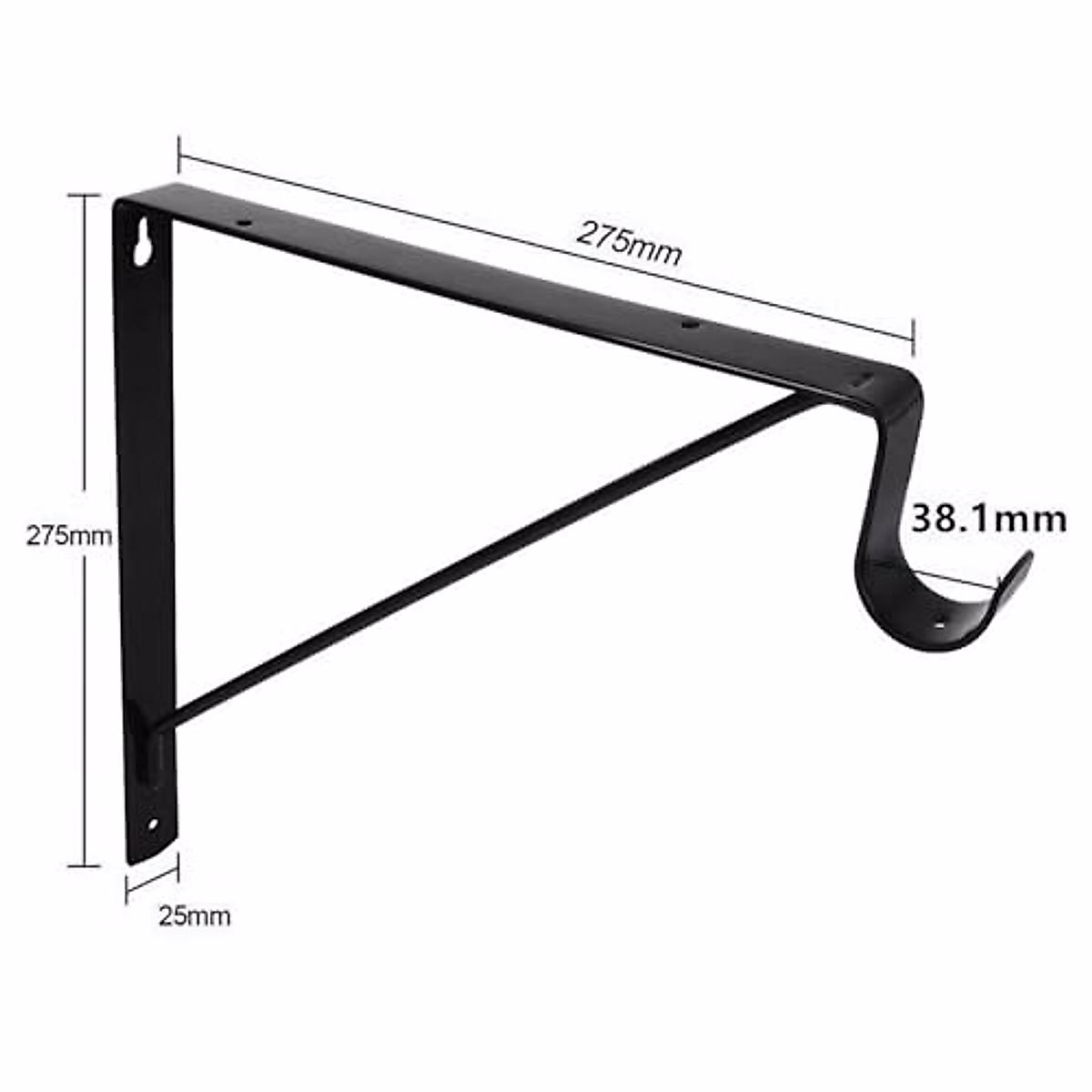 Libcflcc Tripod Shelf Storage Storage Rack Wall Storage Triangular Design Closet Rod Brackets Heavy Duty Holder Wardrobe Rod Organizer Black