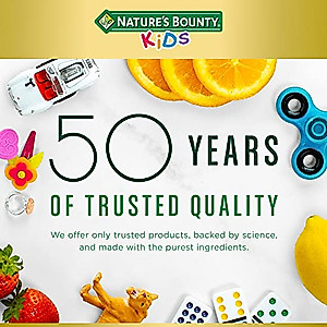 Nature's Bounty Kids Vitamin D3 Immune Health Support Gummies, Natural Strawberry, Orange & Lemon Flavored, Non GMO + Gluten Free, 90 Gummies