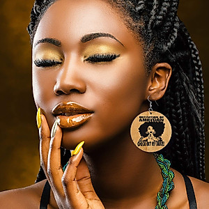 12 Pairs African Women Earrings Wooden African Wooden Earrings Round Painted Earrings Ethnic Style Drop Dangle Earrings Set (Retro Style)