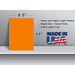 65lb Cover Cardstock Paper - 8.5 x 11 inch - 25 Sheets (Bright Orange)