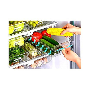 SmarTopus Refrigerator Pull Out Bin,Snap On Drawer Fridge Mate,Fridge Storage Box/Drawers/Rack, Refrigerator Bin Home Organizer for Fridge Shelf Thickness Under 0.6"