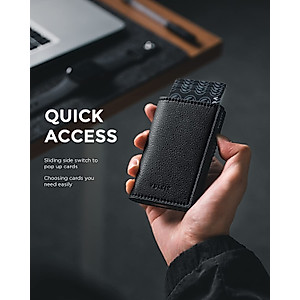 VULKIT Minimalist Card Holder Wallet Pop Up Cards RFID Protection Holds Up to 10 Cards