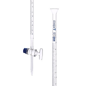 EISCO Burette, 10ml - Class A, DIN 385 Compliant, Borosilicate Glass with Glass Key Stopcock, 0.05ml Graduations