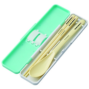 Hangyodon Utensil Set - Includes Reusable Fork, Spoon, Chopsticks and Carrying Case - Authentic Japanese Design - Durable, Dishwasher Safe - Comic