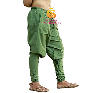 SARJANA HANDICRAFTS Mens Womens Cotton Churidar Harem Pants Yoga Pajama Ethnic Trouser (Green)