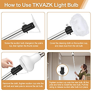 TKVAZK Light Bulb Changer, Light Bulb Changer for High Ceilings and Recessed Lights, 88in High Ceiling Light Bulb Changer with Extension Pole Suction Cup Flat Lightbulb Remover for Household