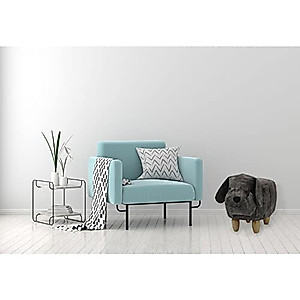 Critter Sitters 14-In. Seat Height Faux-Suede Dark Gray Dog Animal Shape Small Ottoman, Kids Furniture for Nursery, Bedroom, Playroom, and Living Room Decor, Multifunctional Cushioned Step Stool