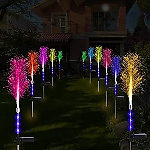 NXKIDR Solar Flowers Lights Outdoor Garden Waterproof 2 Pack, Solar Power Stake Lights, Colorful Solar Lights for Patio Yard Lawn Pathway Holiday Decor