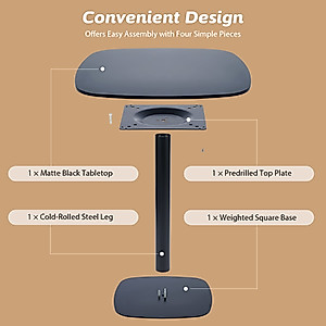 VONLUCE Modern Dining Table, 32 Inch Square Tulip Table with MDF Top and Steel Base, Small Pedestal Table for Dining Room Kitchen Living Room More, Mid Century Kitchen Table with 220lb Capacity, Black