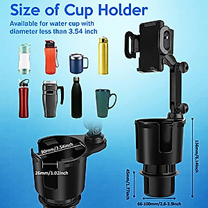 Car Cup Holder Phone Mount, Universal Cell Phone Holder for Car Drink Cupholder Expander 360°Rotation Adjustable Base Large Car Cup Holder Adapter Compatible with iPhone & Samsung Android Smartphone
