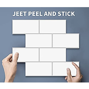 Art3d Peel and Stick Backsplash, 14x12 Subway Tiles, Faux Ceramic Tiles (10 Tiles, Thicker Version)