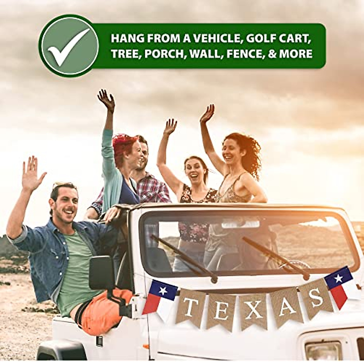 Mandala Crafts Burlap Texas Banner for Texas Themed Party Supplies - Jute Texas Lone Star State Flag TX Pennant for Garden Fence Fireplace Mantel Classroom