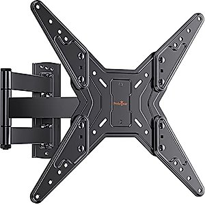 Full Motion TV Wall Mount for Most 23-55 Inch Flat Curved TVs, Single Stud Wall Bracket TV Mount with Swivel Articulating Extension Tilt Arm, Max VESA 400x400mm up to 88lbs by Perlegear, PGMF5