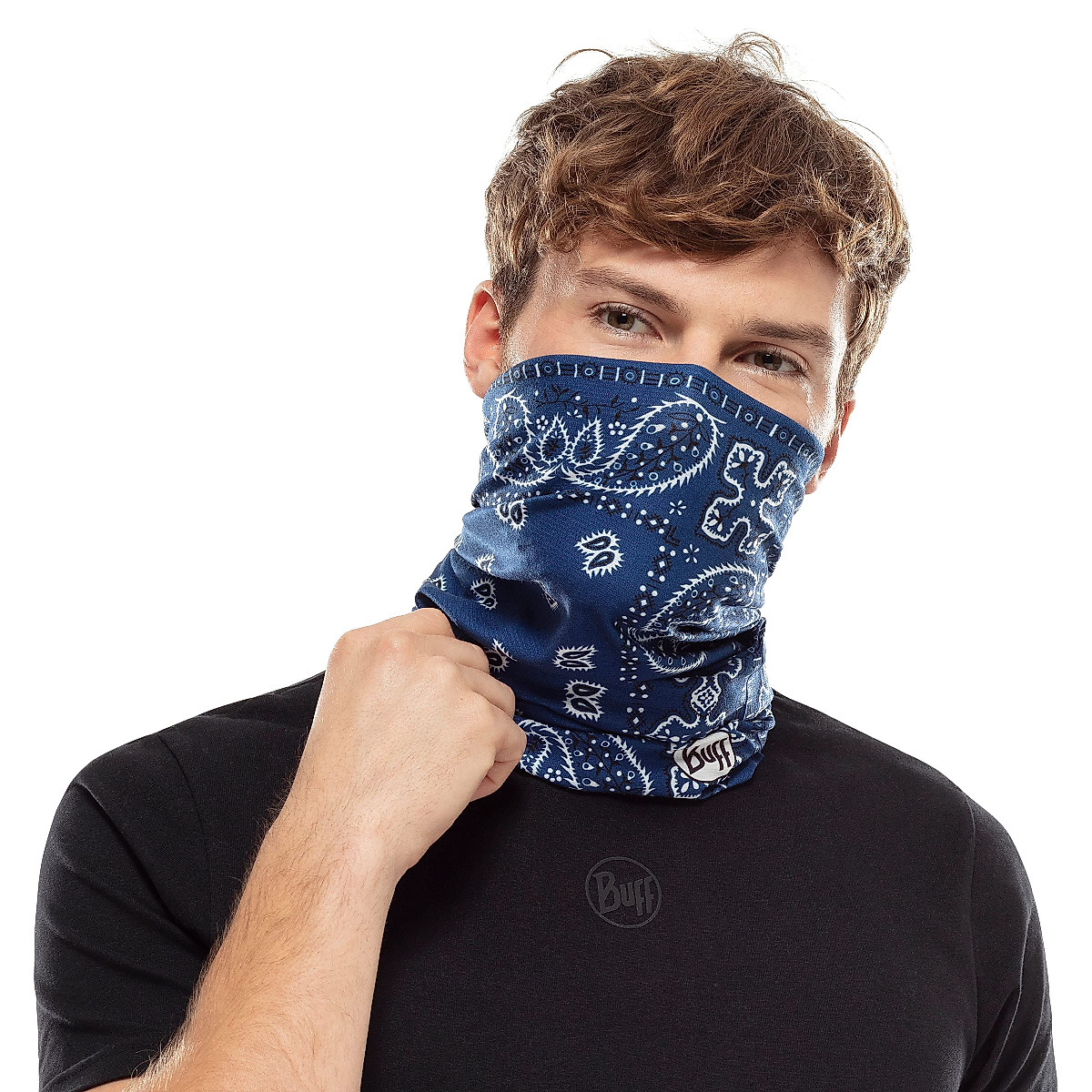 BUFF CoolNet UV XL Neck Gaiter, UPF 50 Sun Protection, Breathable, Cooling Bandana, Versatile, Quick Dry Face Mask, Santana Navy, X-Large
