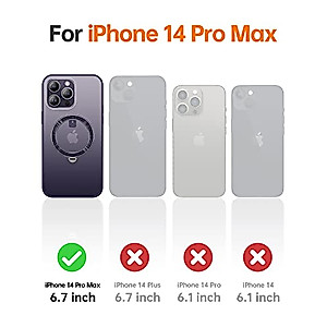 FACBINY Magnetic Kickstand Case Designed for iPhone 14 Pro Max [360° Rotatable Ring Stand Holder] [Compatible with MagSafe] [Military-Grade Protection] Translucent Shockproof Phone Case, Purple