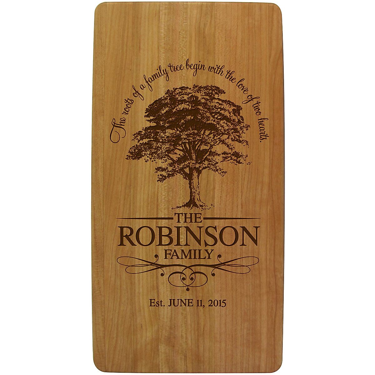 LifeSong Milestones Personalized Wedding with Family Established Year Signs Custom Family Tree Ours is My Favorite Solid Cherry Wooden Cutting Cheese Boards Engraved with Family Names and Dates