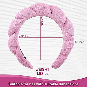 Spa Headband for Women - Sponge Spa Headband for Washing Face - Skin Care Headbands - Terry Towel Cloth Hair Band for Skincare - Puffy Spa Headband - Skincare - Hair Accessories - Makeup Removal