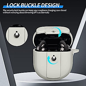 Case for Bose QuietComfort Earbuds II (2022), Silicone Safety Lock 360°Full-Body Shockproof and Scratch Resistant for Bose QC II with Carabiner and Lanyard(Off-White)