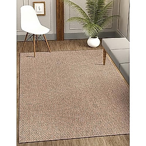 CAMILSON Easy Jute Rug 8x10, Indoor Outdoor Natural Color Farmhouse Area Rugs for Living Room Patio and Kitchen Rug, Solid Boho Woven Design, Easy-Cleaning, Washable Outside Carpet Alfombras (8 x 10)