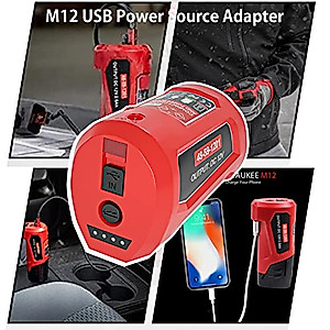 DMMNS M12 12V USB Power Source Charger Adapter Replace for Milwaukee M12 Battery Adapter Milwaukee Heated Jacket 49-24-2310 48-59-1201 USB Charger,Compatible with 48-11-2420 48-11-2411 48-11-2401
