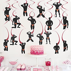 30Pcs Bachelorette Party Hanging Swirls Decorations, Rose Gold Male Dancer Hen Party Supplies, Bridal Shower Dirty & Naughty Bachelorette Party Decor for Women