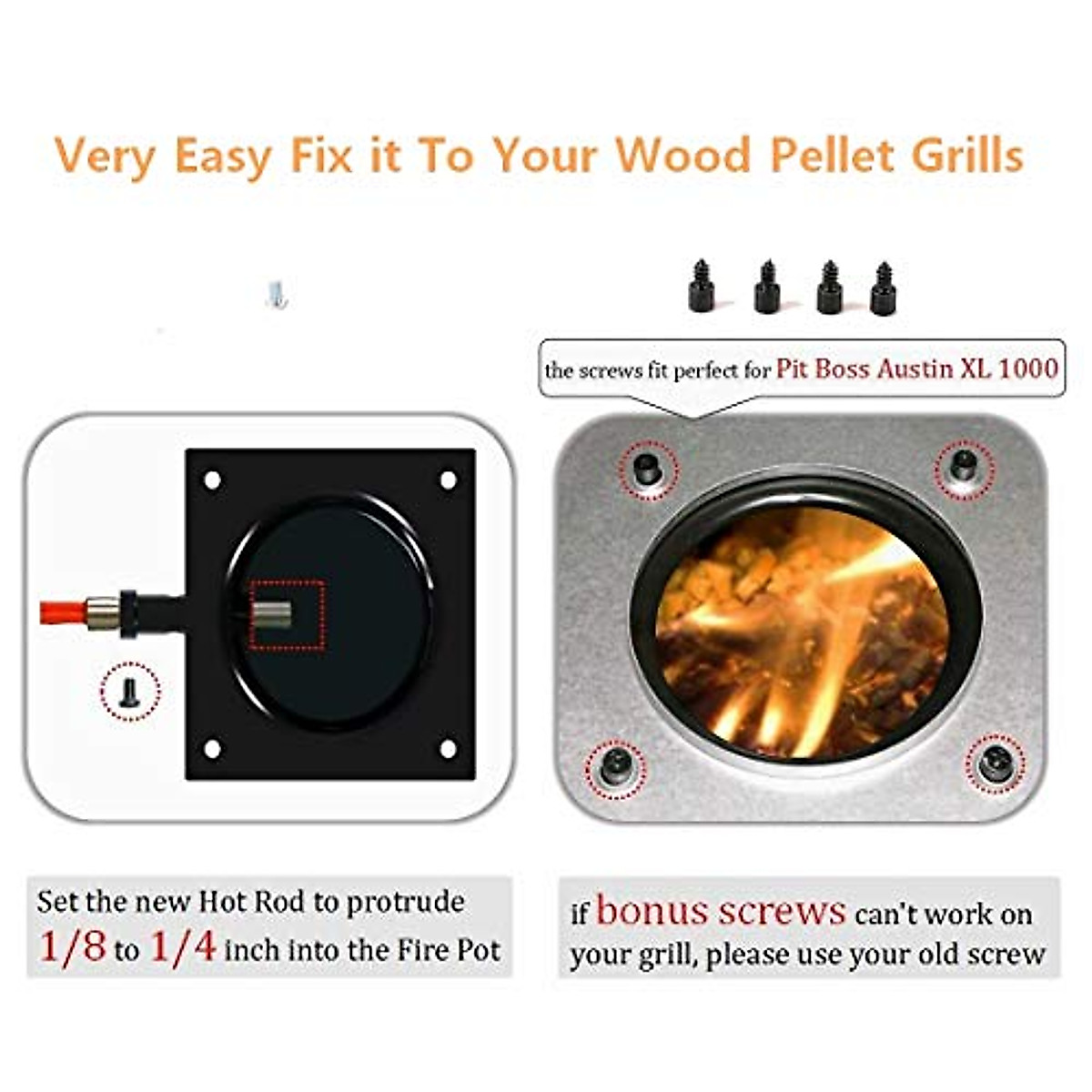 Firsgrill Replacements for Pit Boss Pellets Grill/Smoker Parts (2, Ignited Rod & Firebox)