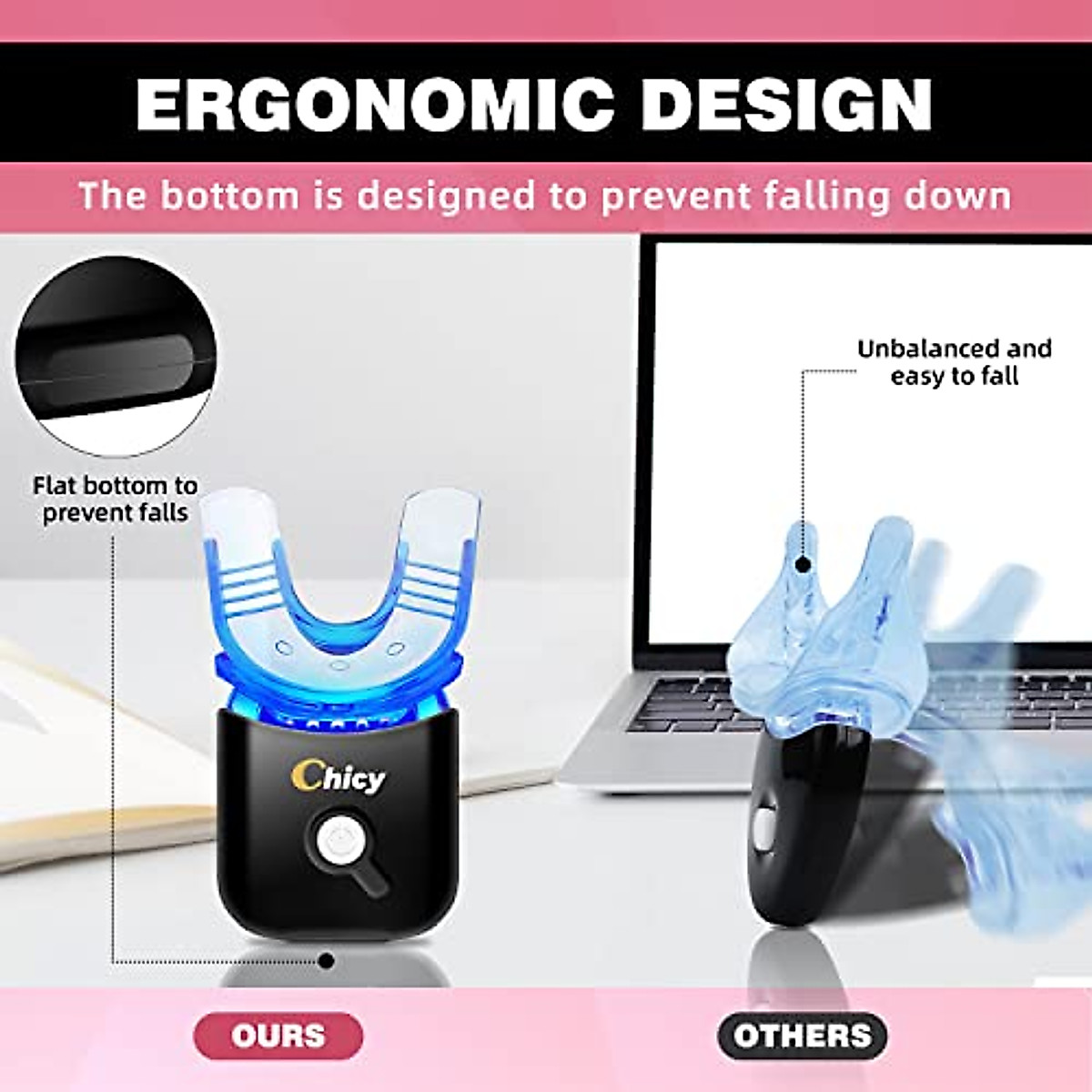 CHICY 2023 Upgraded Teeth Whitening Kit – Latest White Edition, Advanced Home Dental Whitening System with LED Light, Carbamide Peroxide Gel, Custom Trays - Safe, Effective, and Fast Results