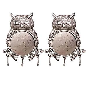 JfwuHap Coat Rack Wall Mounted - Hooks,2Pcs Owl Key Hook Heavy Duty,Zinc Alloy Metal Coat Hook Rail for Coat Hat Towel Purse Robes Mudroom Bathroom Entryway (Silver)