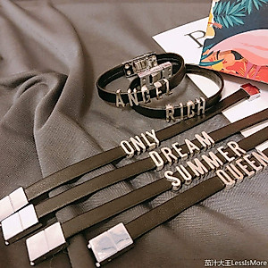 U7 Thick Choker for Women 19MM Wide Personalized Neck Collar Thick Leather Necklace with DIY Initials Name Chokers 14 to 17 Inch