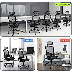 Komene Ergonomic Office Chair Mesh Computer Desk Chair Adjustable High Back Chair with 3D Armrests Lumbar Support - Swivel Drafting Chair (Black)