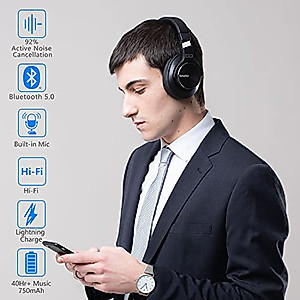 Srhythm NC75 Pro Noise Cancelling Headphones Bluetooth V5.0 Wireless 40Hours Playtime Over Ear Headsets Bundle with Headphone Accessories Pack NC75/NC15 Noise Cancelling Headphone
