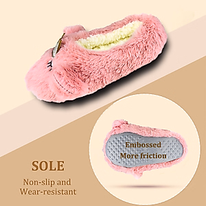 Girls Little Kids Winter Indoor Slippers with Rubber Sole Size 12-13 US Pink
