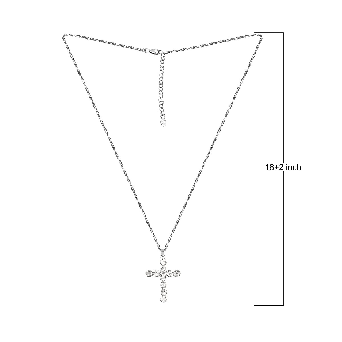 MOONEYE Natural Diamond Polki Religious Christian Cross Pendant Necklace 925 Sterling Silver Platinum Plated Slice Diamond Jewelry